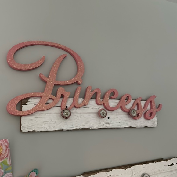 Wall Decor | Wood Princess Sign Pink Glitter | Poshmark